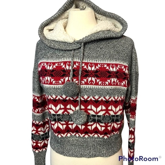 Yet Again | Sweaters | Yet Again Sweater Gray Red Pullover Sherpa ...